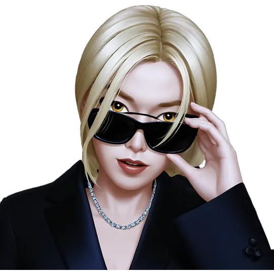 blonde girl in formal attire emoji | AI Emoji Generator