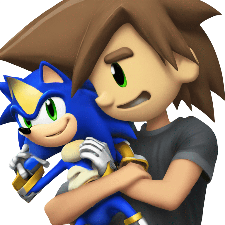 sonic the hedgehog with sora from kingdomhearts in a head lock emoji