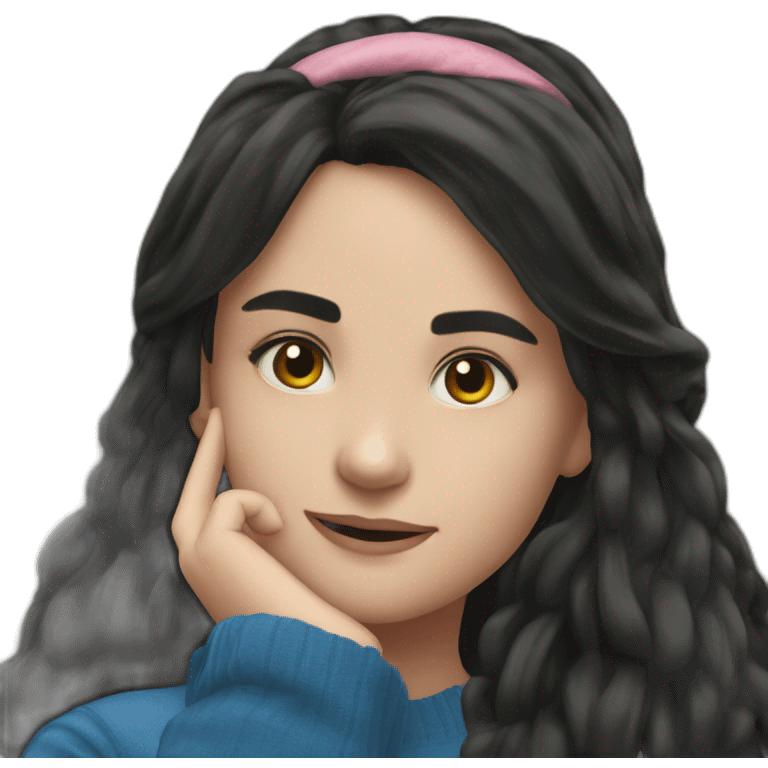 happy long-haired girl posing emoji | AI Emoji Generator