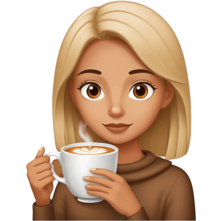 Create a girl who drinks cappuccino emoji | AI Emoji Generator