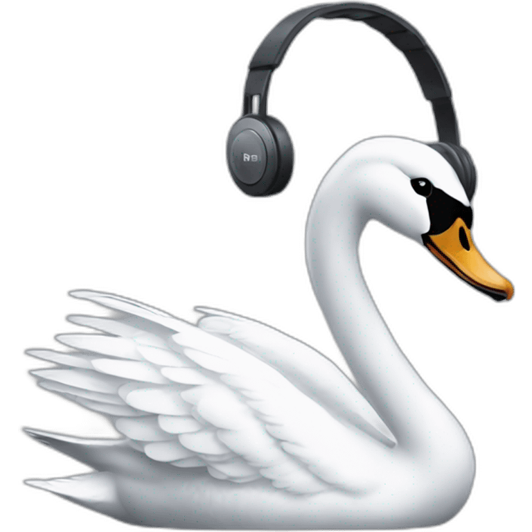 swan wearing headset with micro emoji | AI Emoji Generator