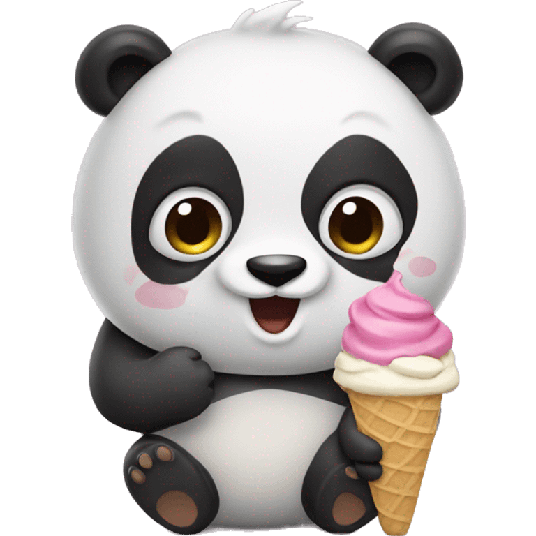 Panda eating ice cream emoji