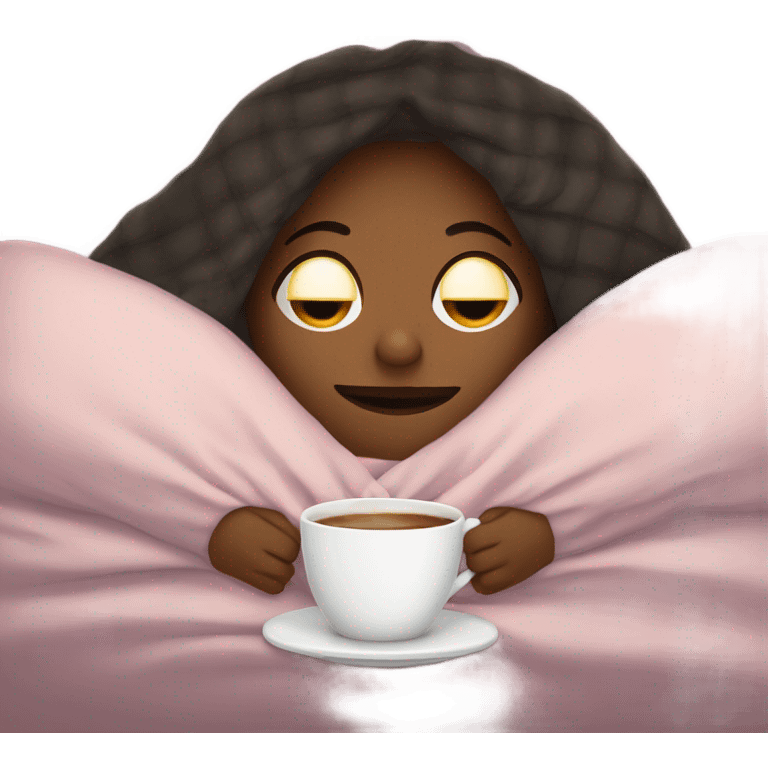 girl inside a blanket sipping coffee eyes closed emoji | AI Emoji Generator