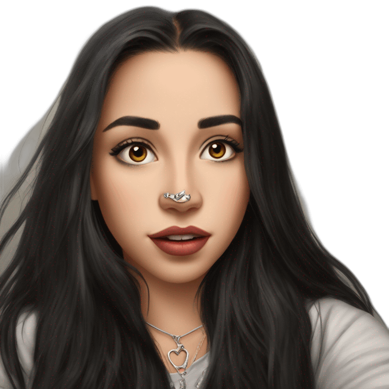 gazing girl with bold piercings emoji | AI Emoji Generator