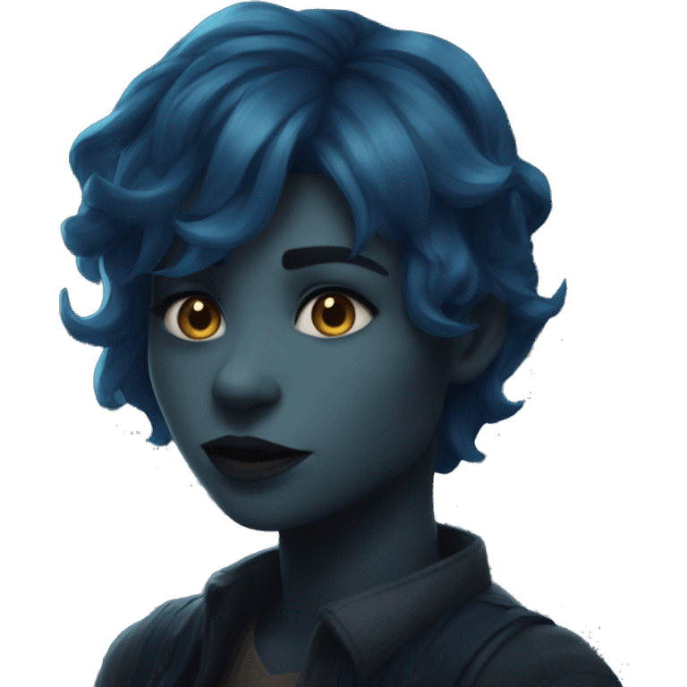 blue hair jinx portrait pose emoji | AI Emoji Generator