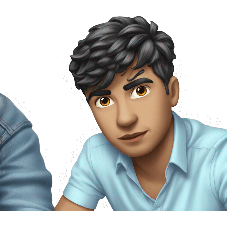 serious stare in white shirt emoji | AI Emoji Generator