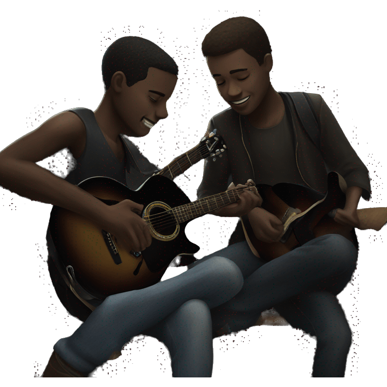 boys playing guitar together guitar emoji | AI Emoji Generator