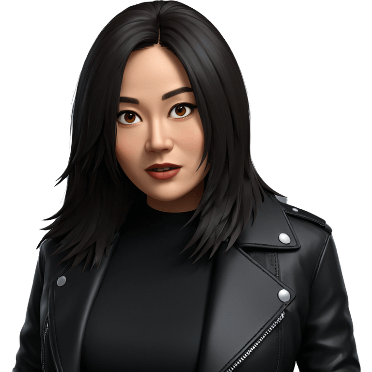 cool girl in leather jacket emoji | AI Emoji Generator