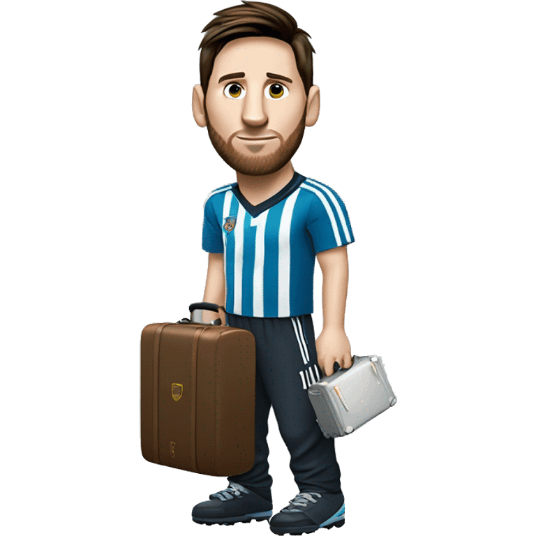 Lionel Messi wearing a suitcase emoji | AI Emoji Generator