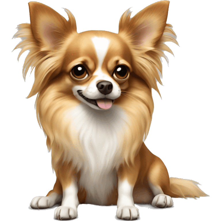 Long haired chihuahua laying emoji | AI Emoji Generator