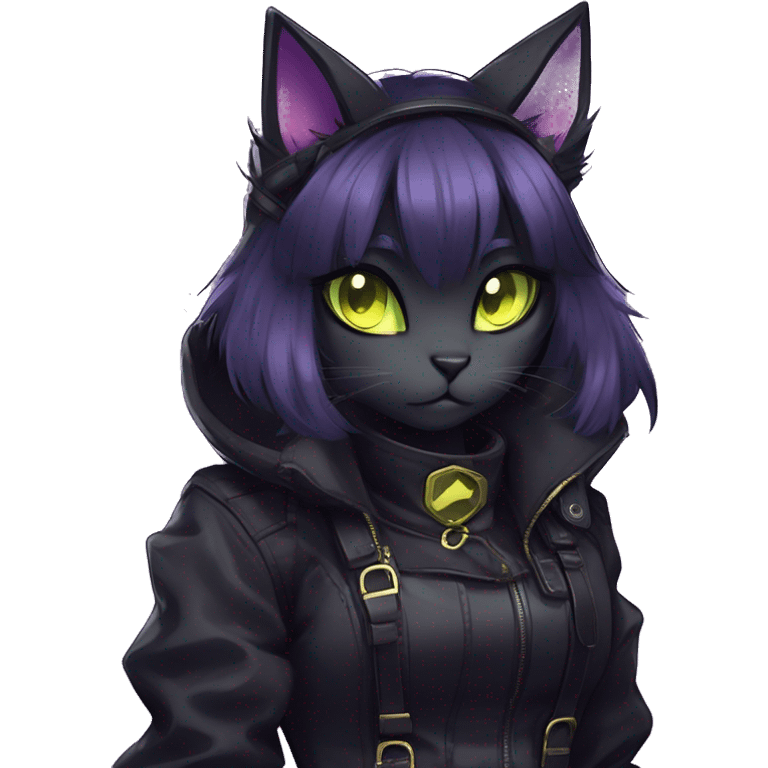Gorgeous furry gothic dark techwear anime style anthro black cat furry ...
