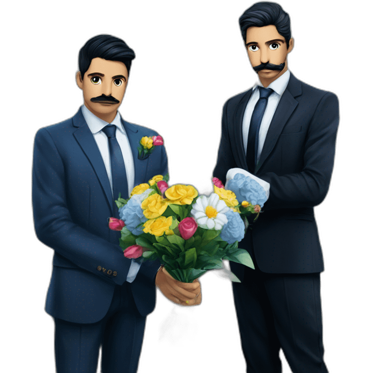 Formal Boys with Flower Bouquet emoji | AI Emoji Generator