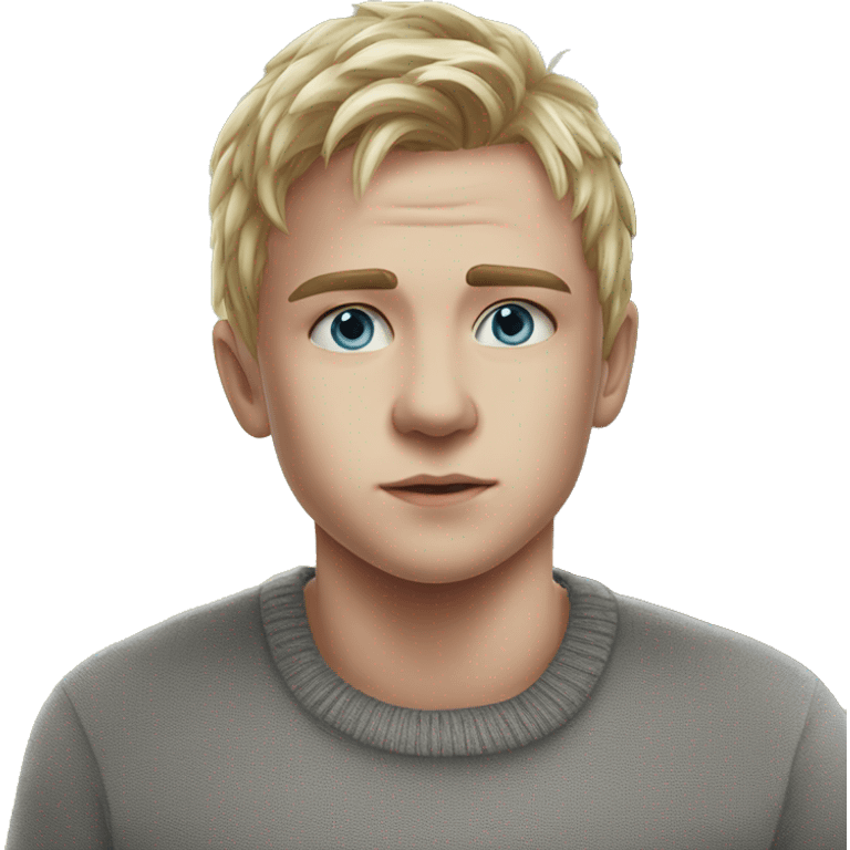 dreamy blonde boy with blue eyes emoji | AI Emoji Generator