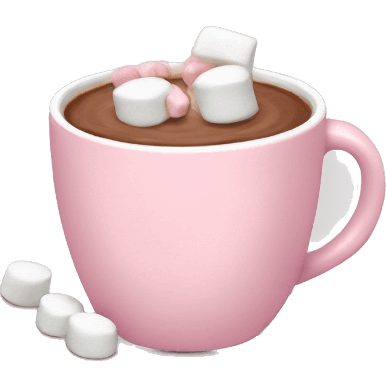 Light Pink mug of hot chocolate with marshmallows emoji | AI Emoji ...
