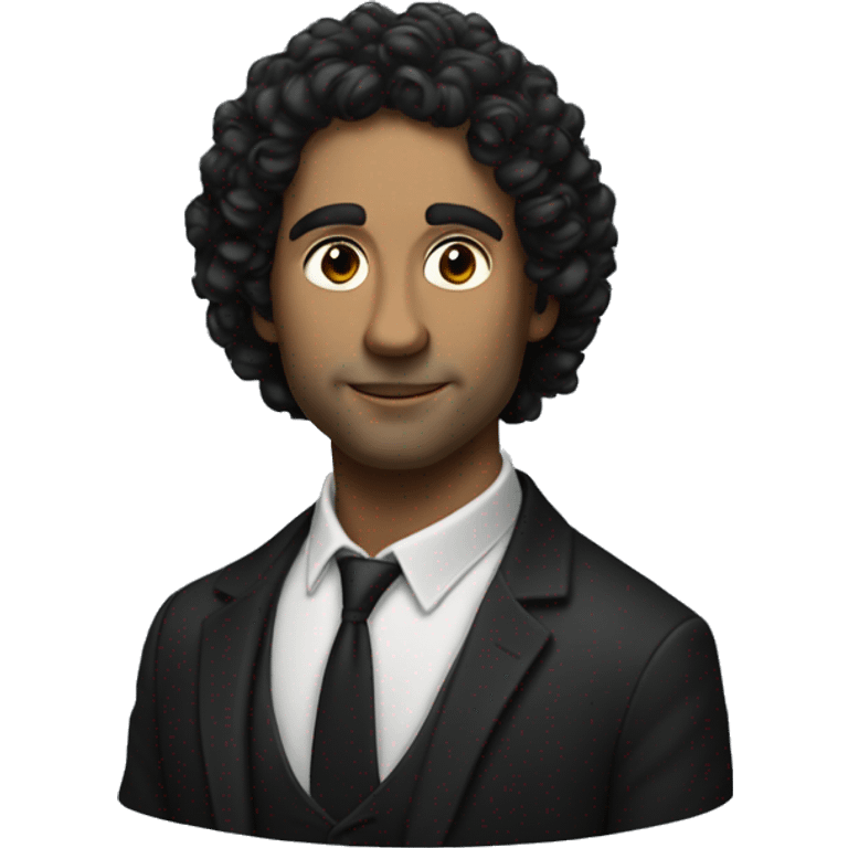 music director with dark curly hair and burkenstocks emoji