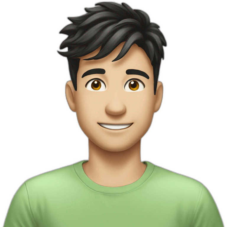 Green shirt guy smiling up. emoji | AI Emoji Generator