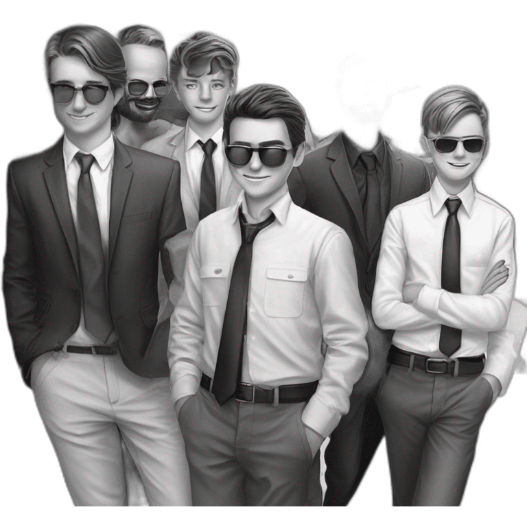 smiling girl surrounded by boys emoji | AI Emoji Generator