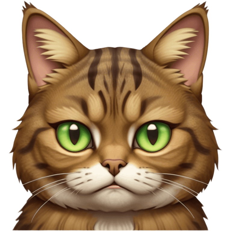 Cinematic Meme-Worthy Grumpy Brown Tabby Cat Portrait Emoji, Head held ...