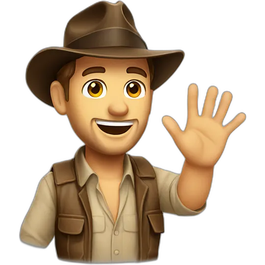 Indiana Jones waving emoji | AI Emoji Generator