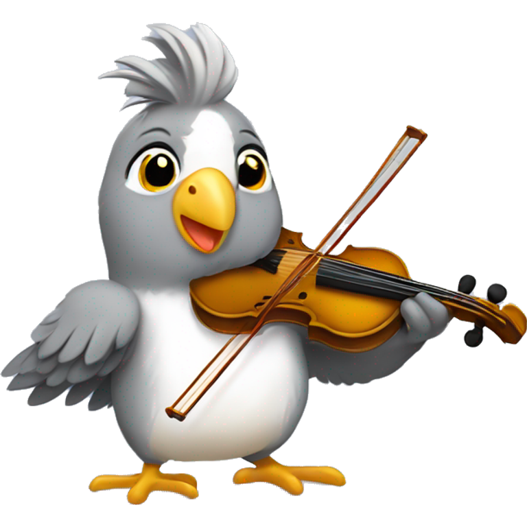 Grey cockatiel playing a fiddle emoji | AI Emoji Generator