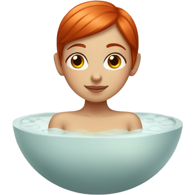 Red hair girl in spa relaxing emoji | AI Emoji Generator