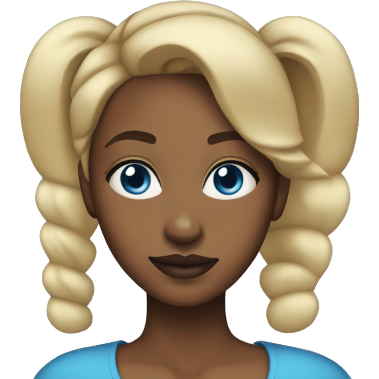 black woman blonde ponytail blue eyes full lips emoji | AI Emoji Generator