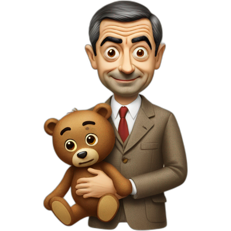 Mr.Bean with teddy emoji | AI Emoji Generator