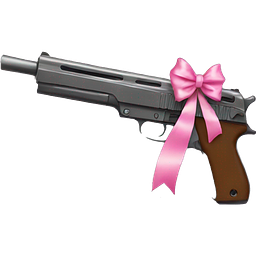 Gun with a light pink bow emoji | AI Emoji Generator