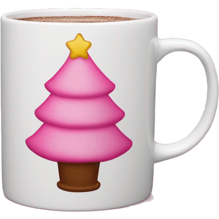 Pink Christmas tree mug with hot cocoa emoji | AI Emoji Generator