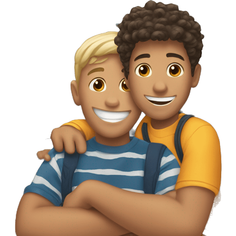 two boys smiling in locker emoji | AI Emoji Generator