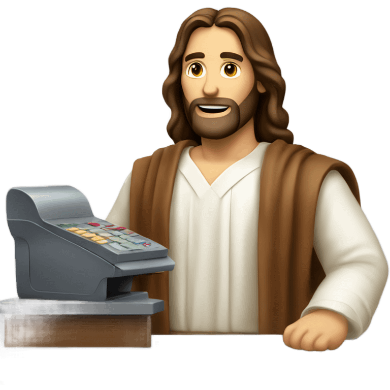 Jesus christ working cash register emoji