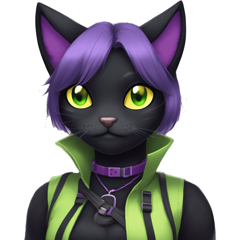 Gorgeous furry gothic dark techwear anime style anthro black cat furry ...