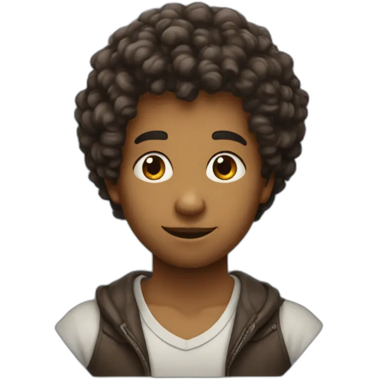 Garcon cheveux bouclés emoji | AI Emoji Generator