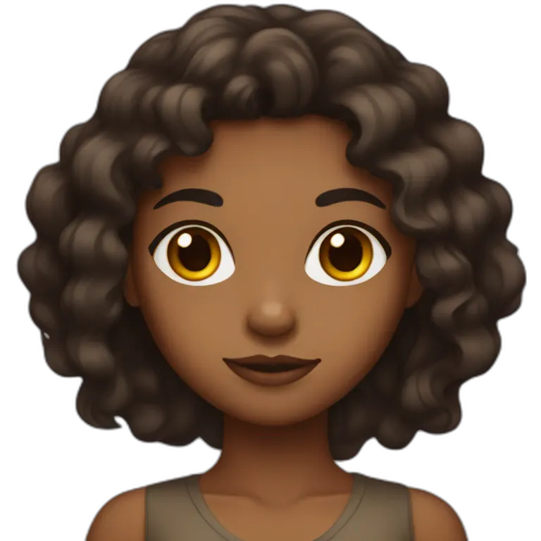 brown girl with amber eyes and long dark hair emoji | AI Emoji Generator