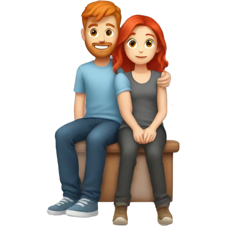 Red hair girl sitting on boyfriend’s lap emoji | AI Emoji Generator