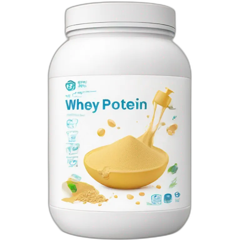 Whey protein with logo on it and ingredients emoji | AI Emoji Generator