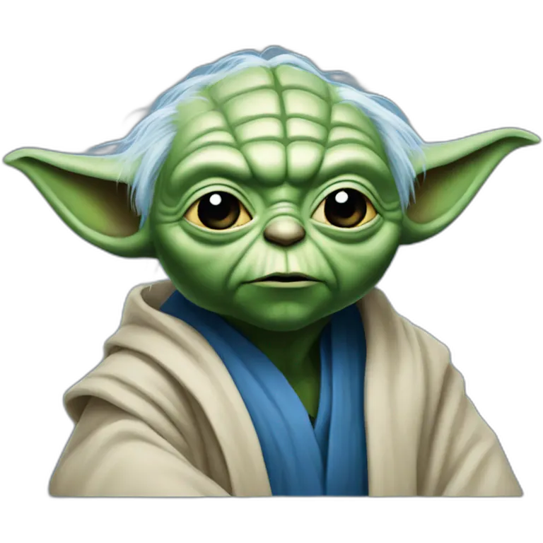 Yoda in blue emoji | AI Emoji Generator