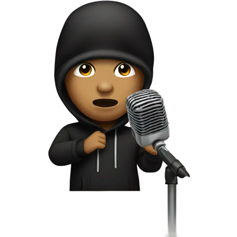 Mexican boy rapping into a microphone with a black ski mask emoji | AI ...