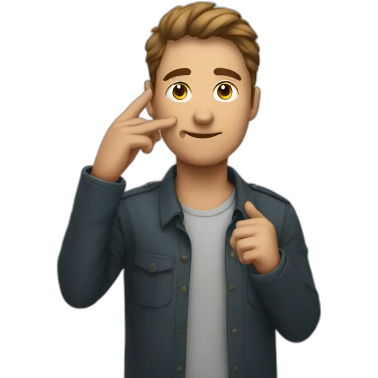 A man points with his hand to his eye emoji | AI Emoji Generator