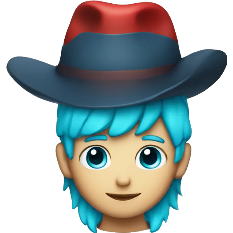 a kid with backwards red hat and blue brim and cyan hair emoji | AI ...