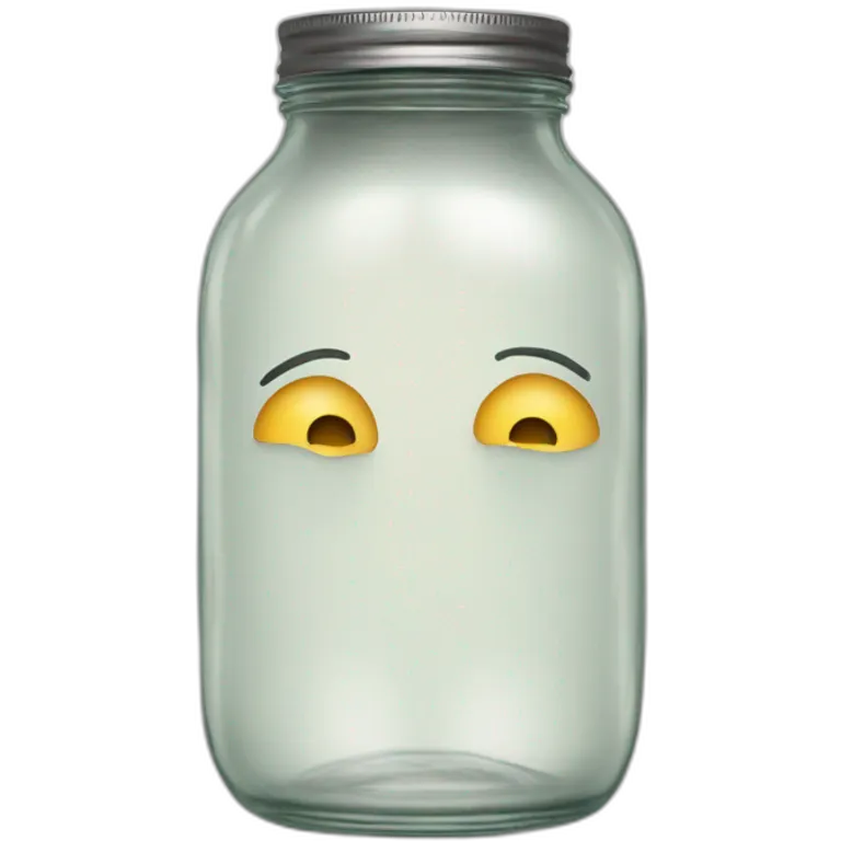 an empty glass jar squeezed in-between two human legs emoji | AI Emoji Generator
