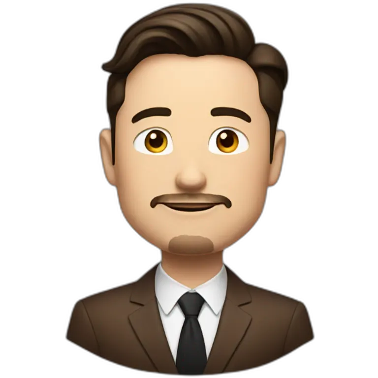elon musk with anchor beard in a brown suit with black hair emoji | AI ...
