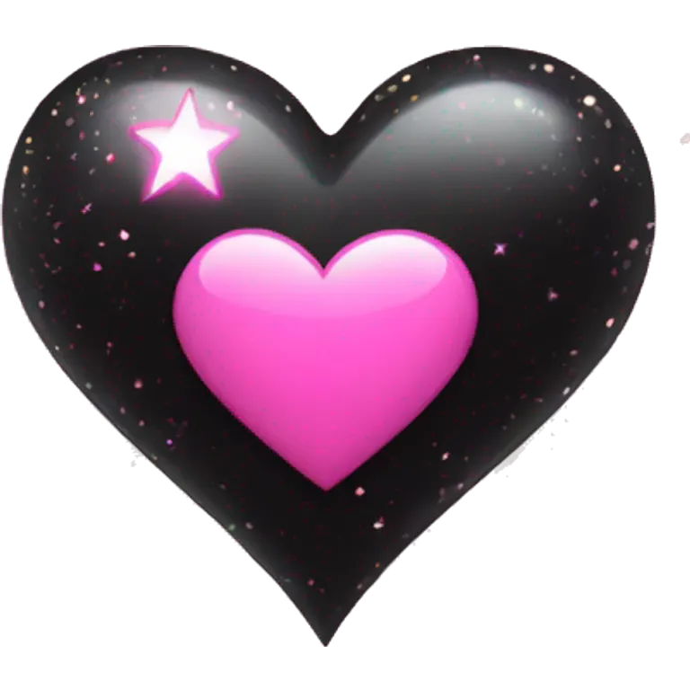 black heart with sparkles around it like the apple ios pink heart emoji ...