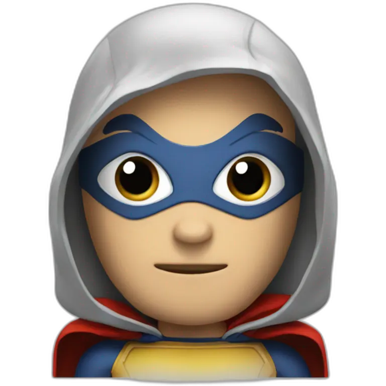 A superhero with a nut as a head with big eyes emoji | AI Emoji Generator