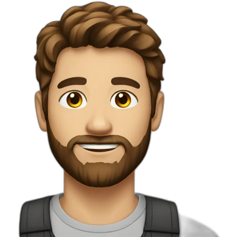 young-man-short-brown-hair-brown-beard emoji | AI Emoji Generator