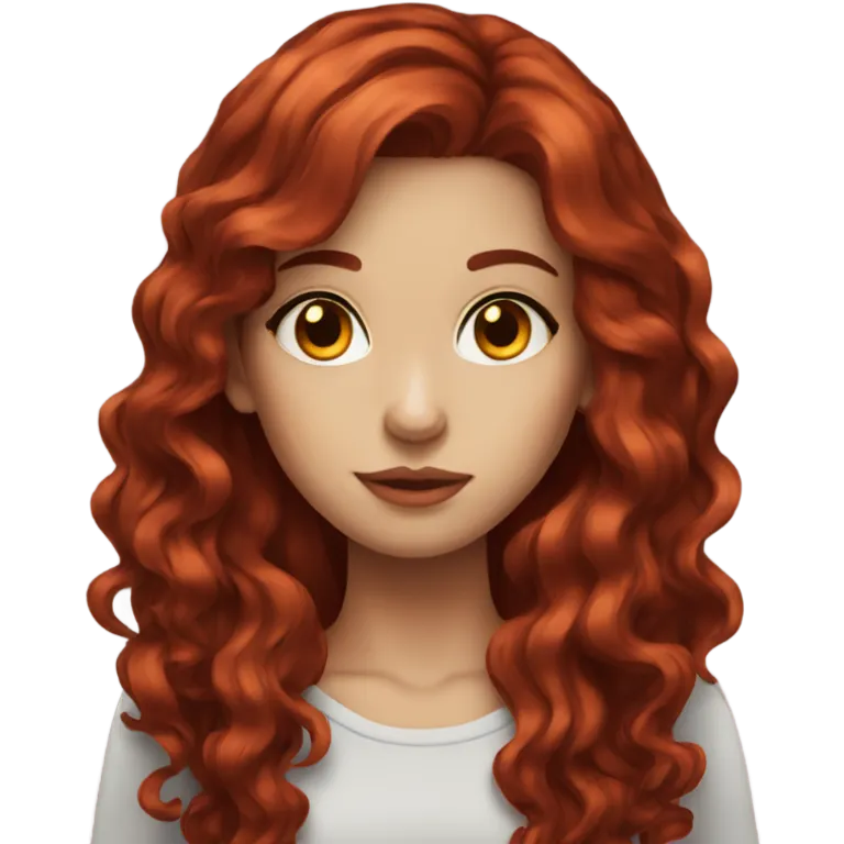 dark red hair with amber eyes girl emoji | AI Emoji Generator