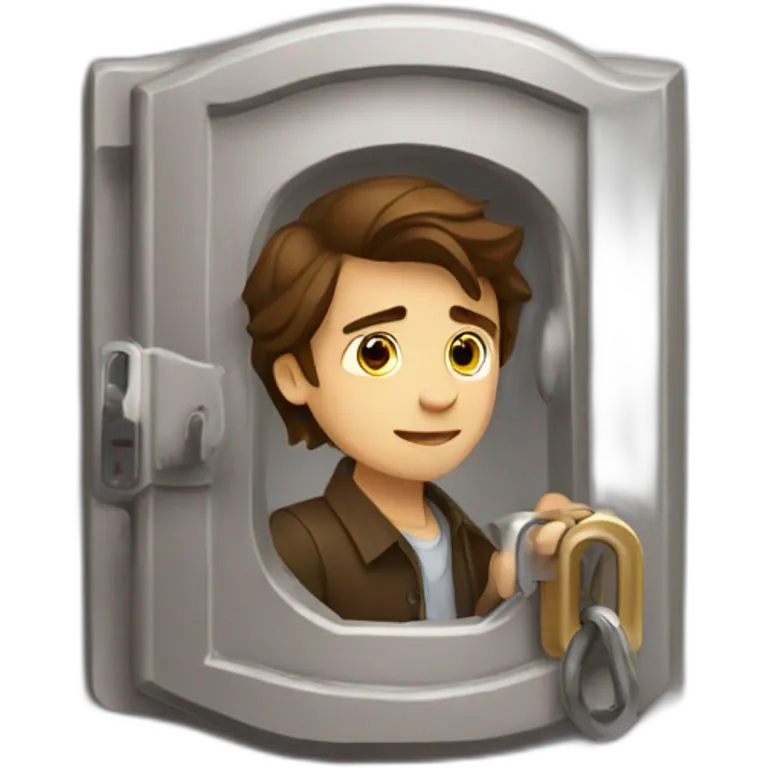 Classy young man brown-haired struggling to get a key into a lock emoji ...