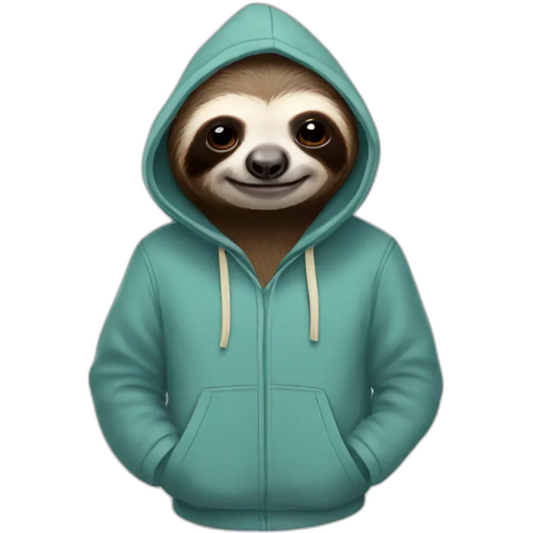 sloth wearing hoodie emoji | AI Emoji Generator