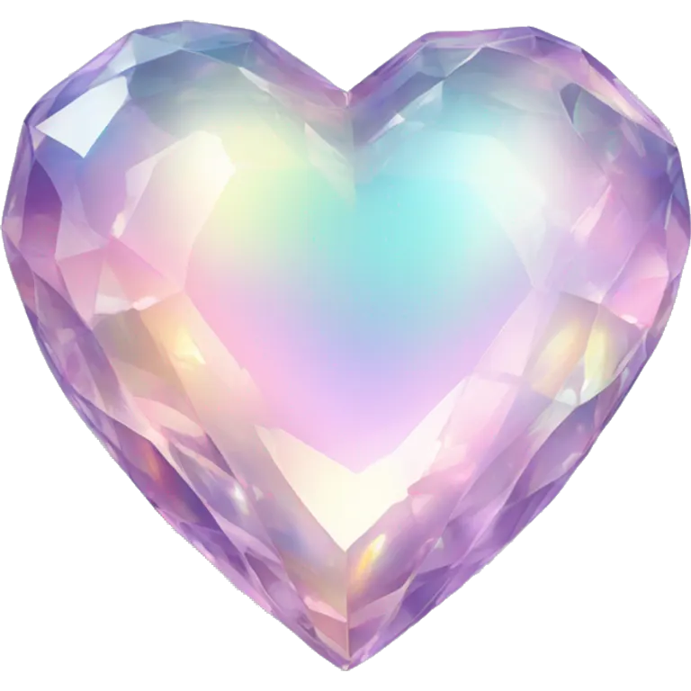 Sparkly glossy Pastel iridescent glass crystal glass heart emoji | AI ...