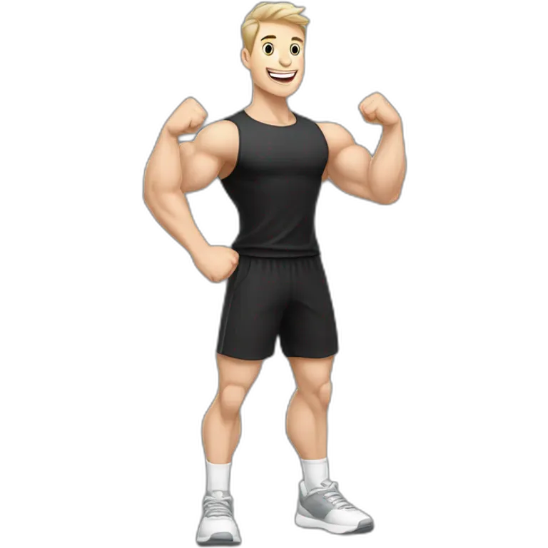 Joyful Celebrating victory Pale skinned Fit Man With the biceps and ...